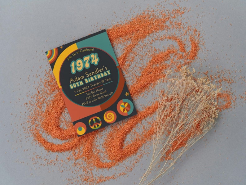 Printable Birthday Invitation for 70s Birthday Party Invitation for ...