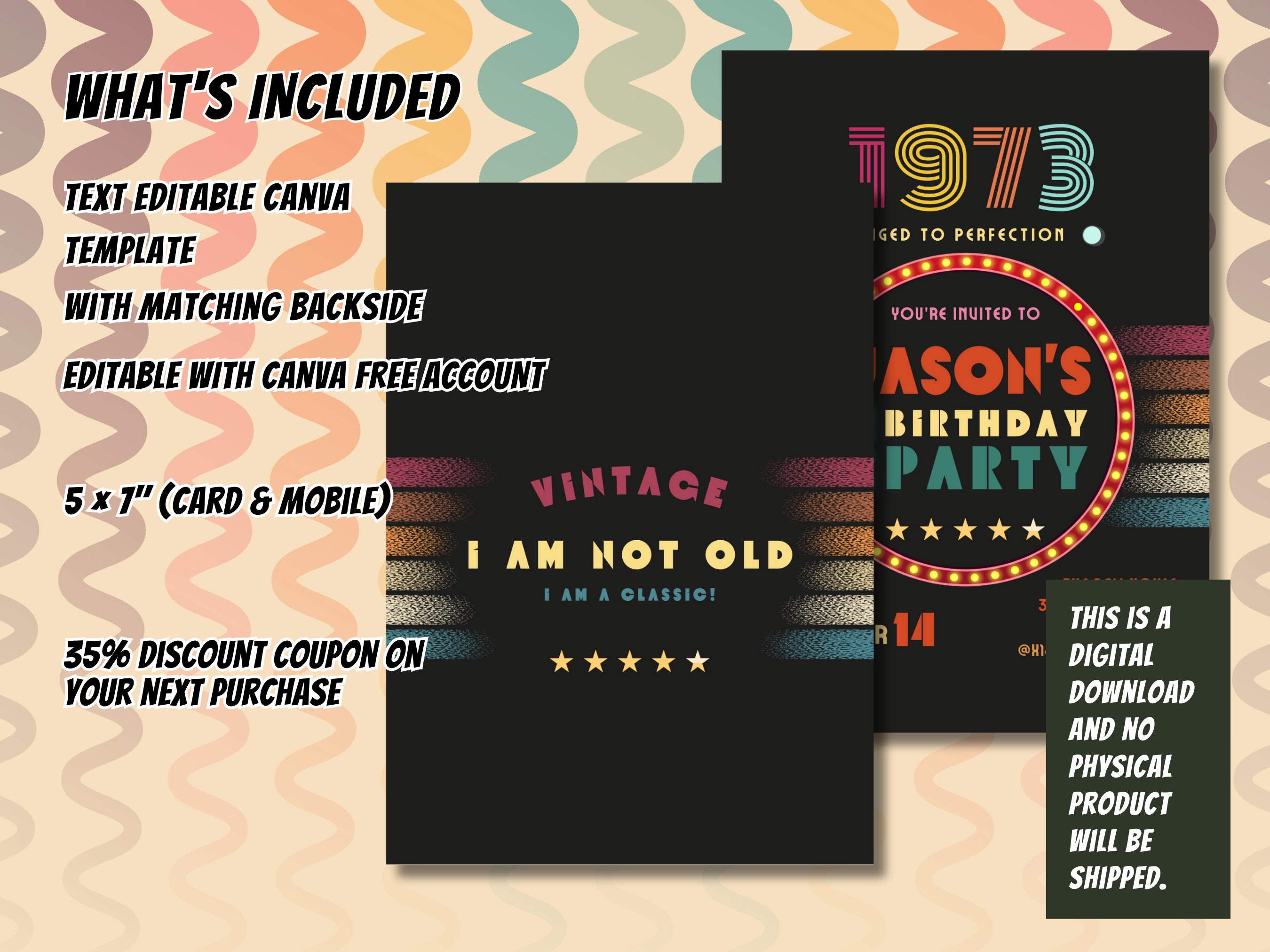 1970s Birthday Invitation for 70s Theme Party Invitation for Retro ...