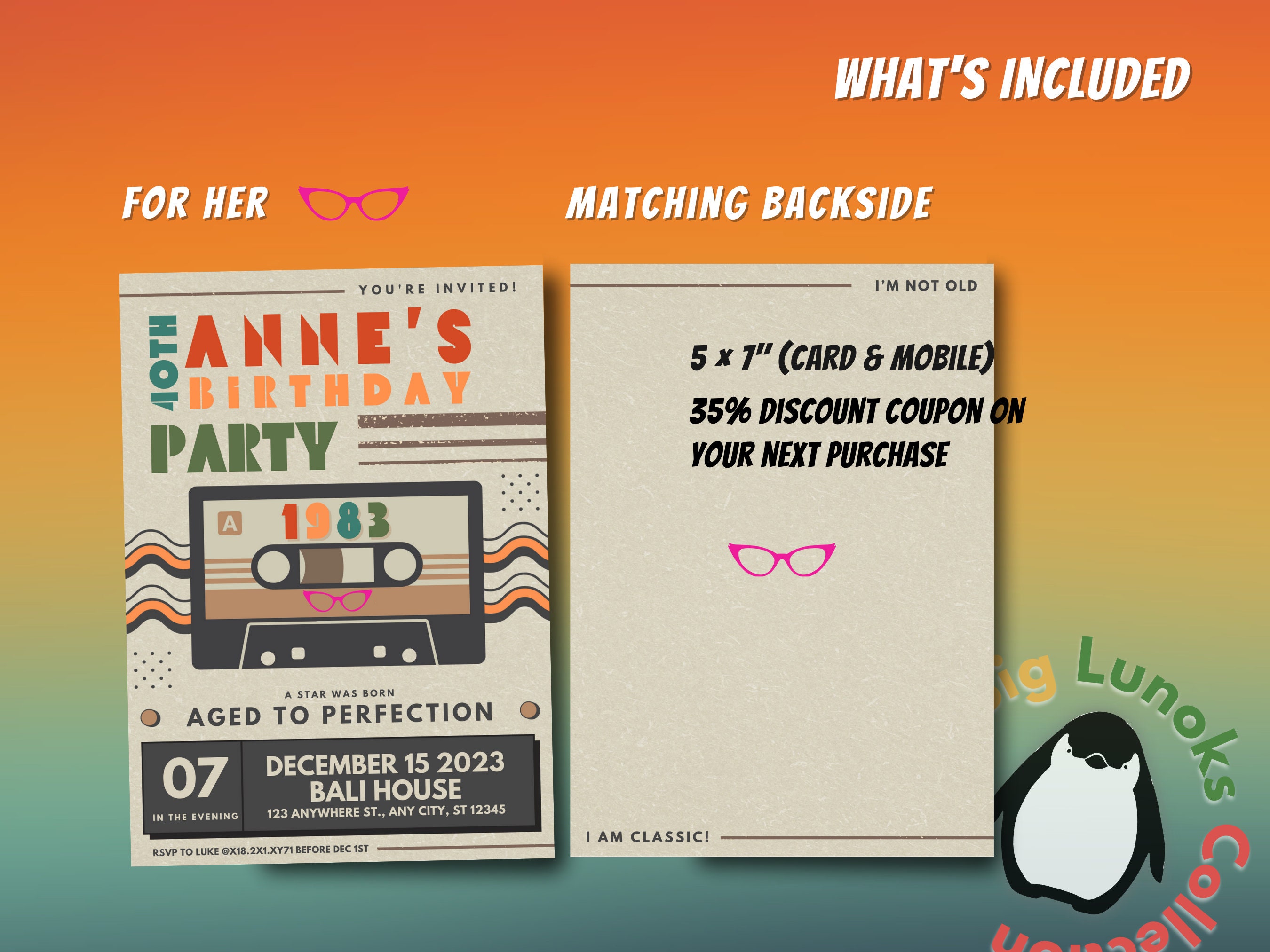 Retro Birthday Invitation Vintage Party Invitation 70s Style Birthday ...