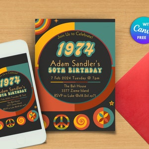 Printable Birthday Invitation for 70s Birthday Party Invitation for ...