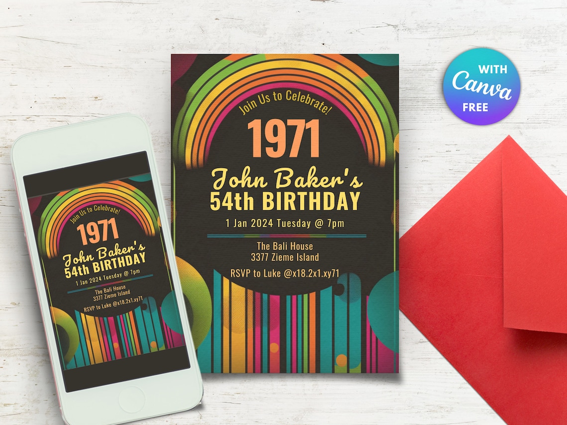 Retro 70s Invitation for 70s Theme Party Invitation for Retro Birthday ...