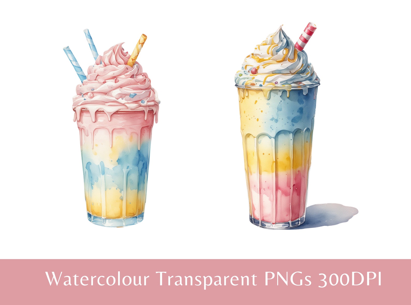 Milkshake Clipart Pack Rainbow Perfect for Kids Party Invitations ...