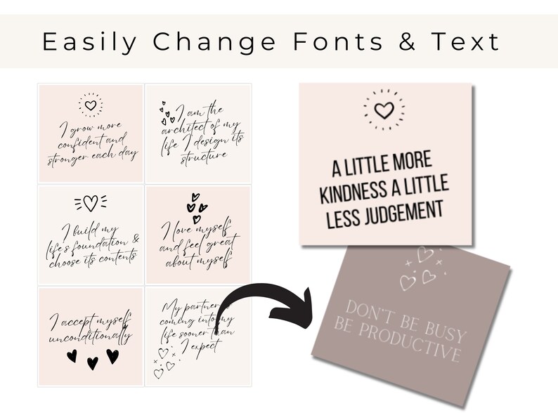 300 Positive Affirmation Cards Printable - Editable Canva Template for ...