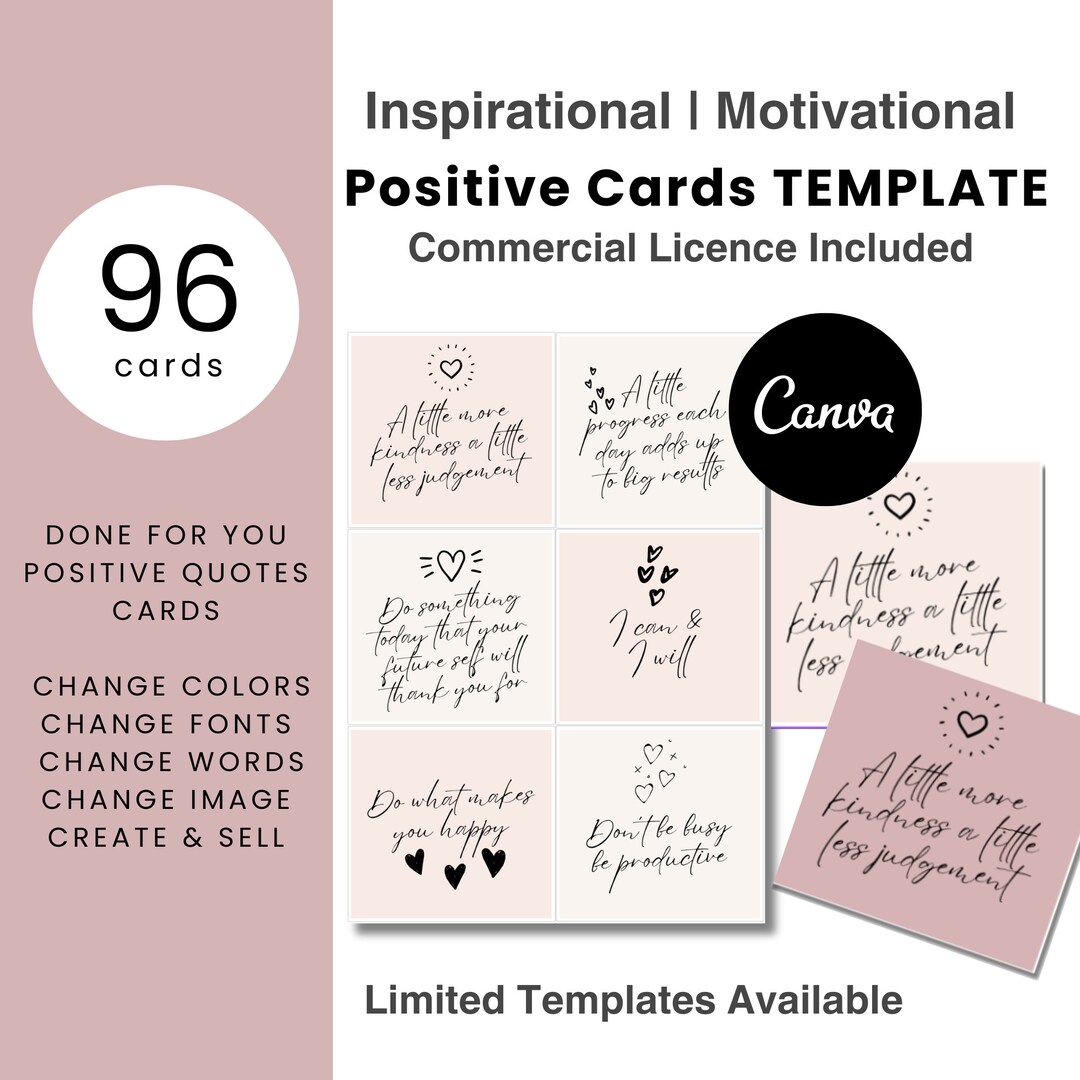 Inspirational Quotes Card Templates: Printable Canva PLR Digital ...