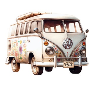 VW Bus Clipart Clipart, Boho Hippie Watercolor Volkswagen, Van Life ...