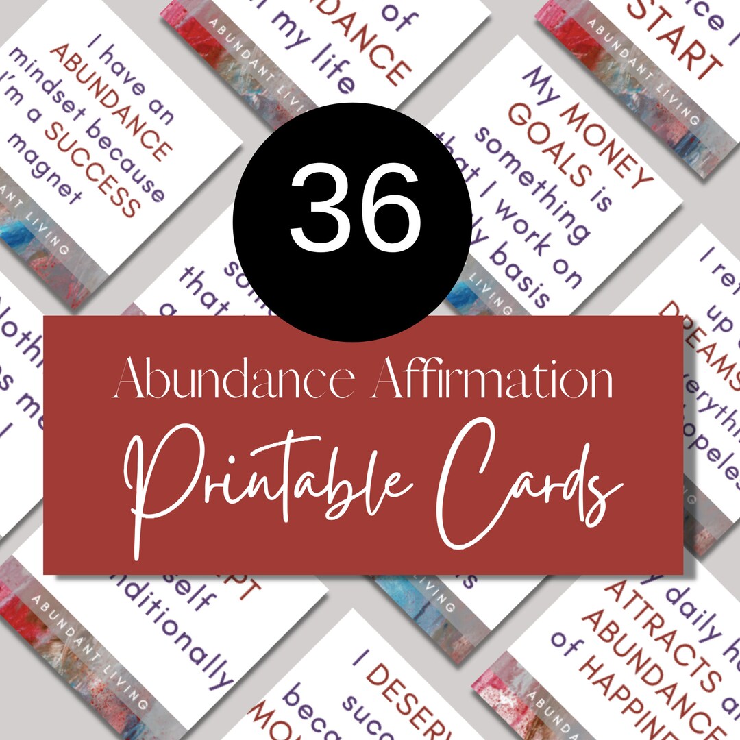 36 ABUNDANCE Affirmation Cards Printable Positive - Etsy