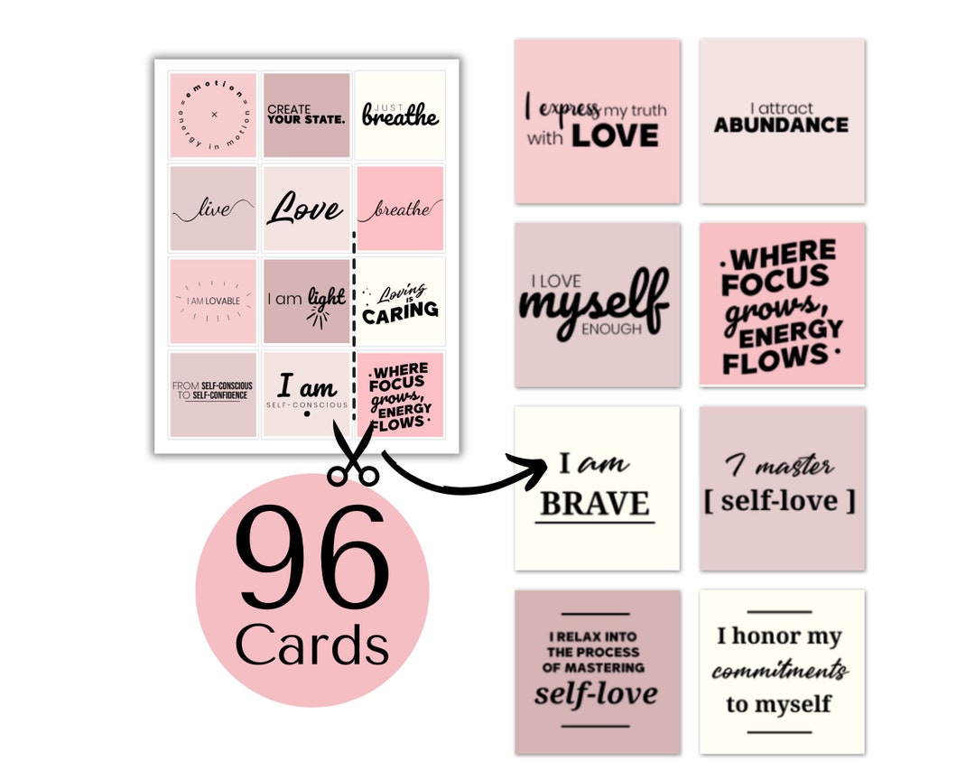 Printable Self-love Affirmation Cards: Inspirational Quotes for ...