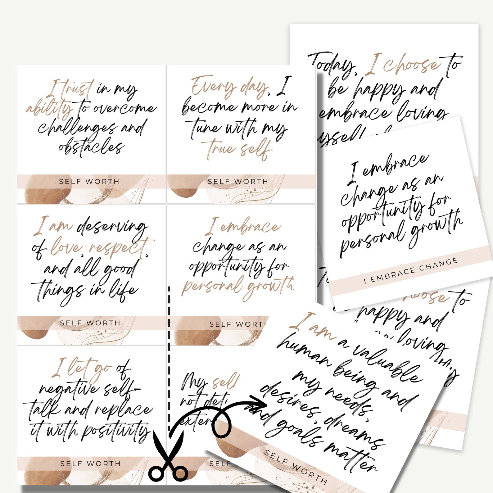 SELF WORTH Affirmation Cards Printable Cards Daily Self Worth Self ...