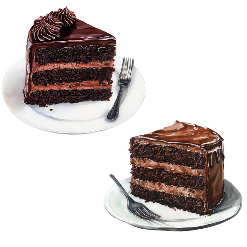 Cake Clipart, Chocolate Cake Clip Art Pack, Commercial Use, Slice of ...