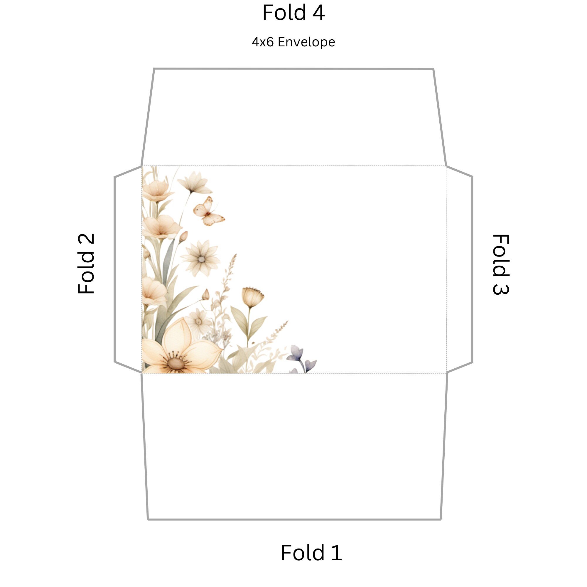 Printable Stationery Whimsical Boho Flowers With Envelope Pack, Lined ...