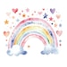 10 Watercolor Boho Rainbows Clipart Pack Rainbow PNG With Hearts ...