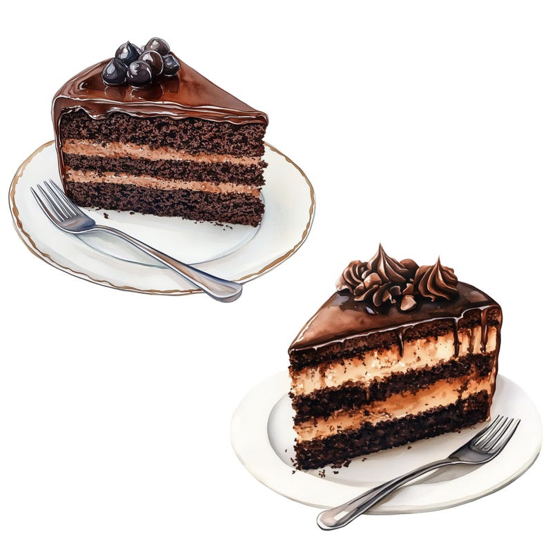 Cake Clipart, Chocolate Cake Clip Art Pack, Commercial Use, Slice of ...