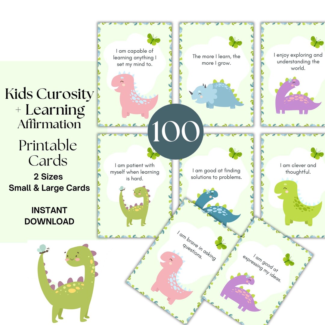 Printable Kids Affirmation Cards: 50 Positive Messages for Growth ...