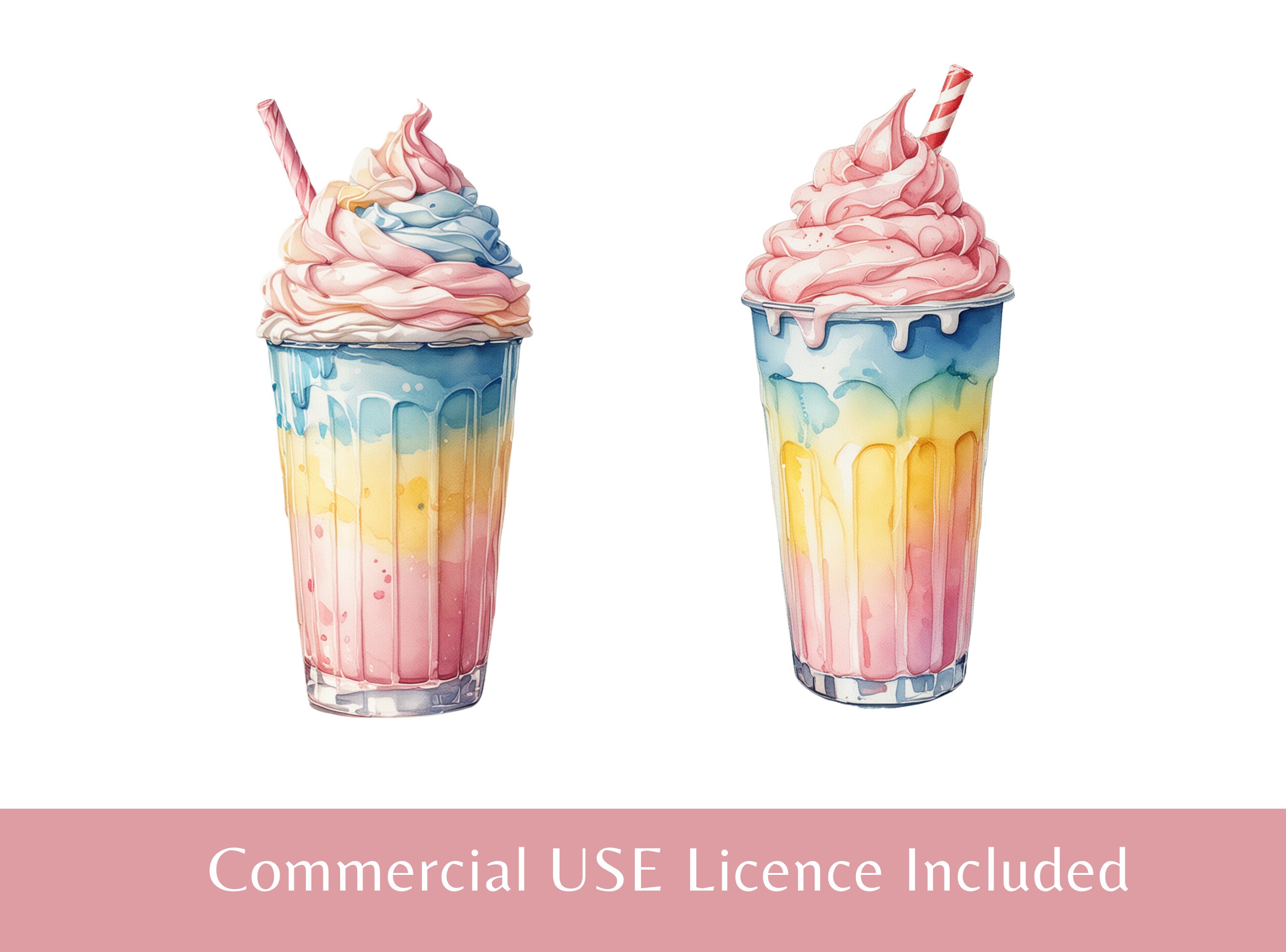 Milkshake Clipart Pack Rainbow Perfect for Kids Party Invitations ...