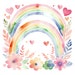 10 Watercolor Boho Rainbows Clipart Pack Rainbow PNG With Hearts ...