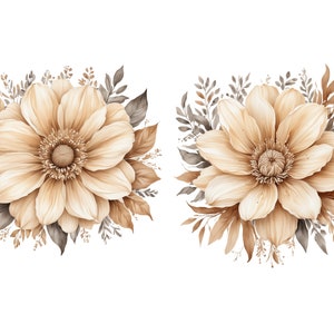 Boho Wildflower Watercolor Clipart Bundle: PNG Files for Paper Crafts ...