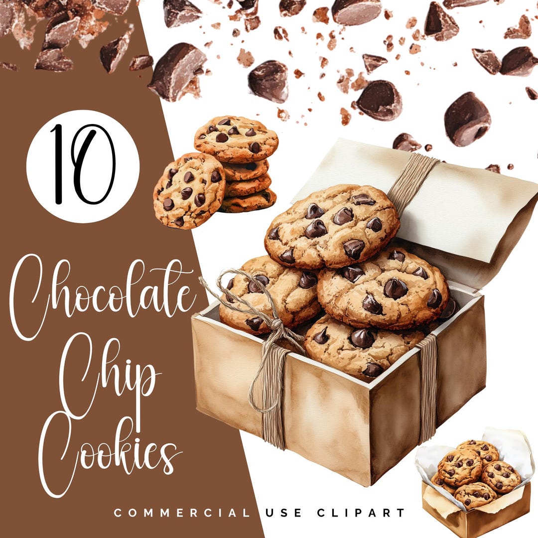 Watercolor Chocolate Chip Cookie Clipart: Sweet Treats & Baking PNG ...