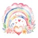 10 Watercolor Boho Rainbows Clipart Pack Rainbow PNG With Hearts ...