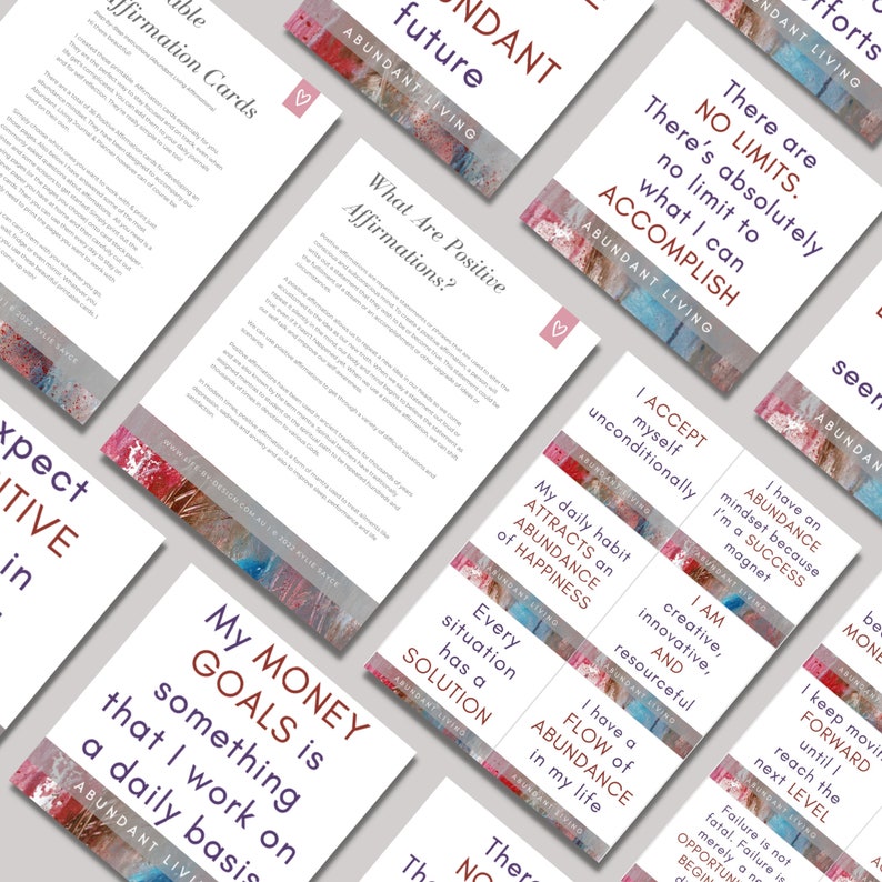 36 ABUNDANCE Affirmation Cards Printable Positive - Etsy
