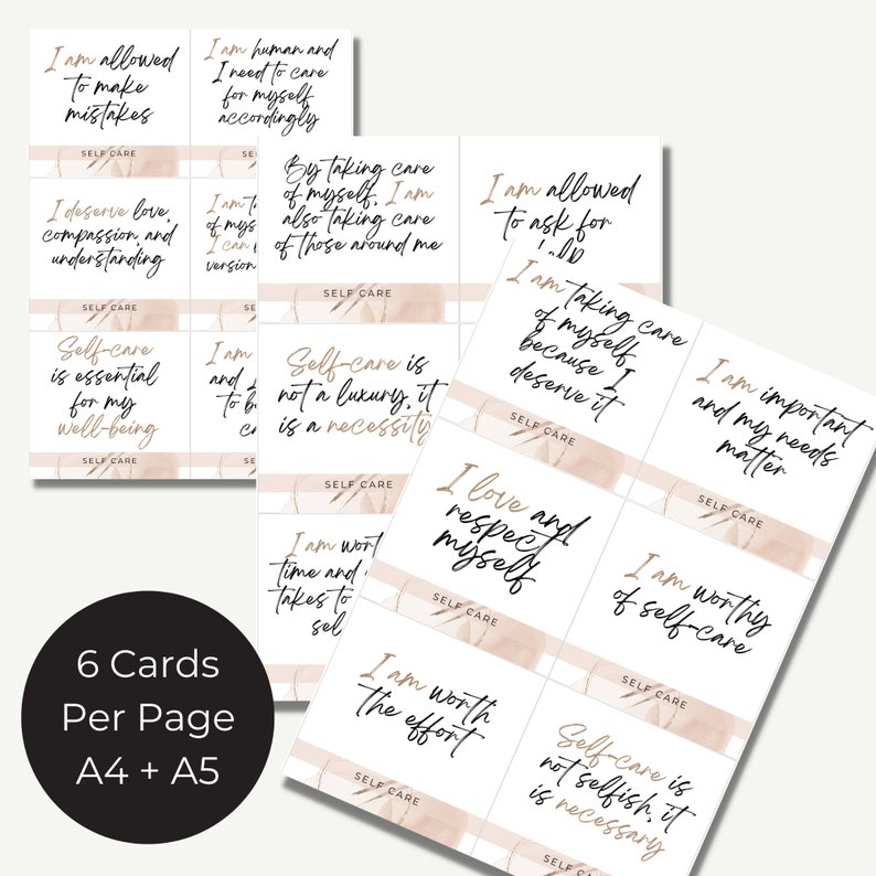 Self Care Affirmation Cards Printable Cards Daily Self Care ...