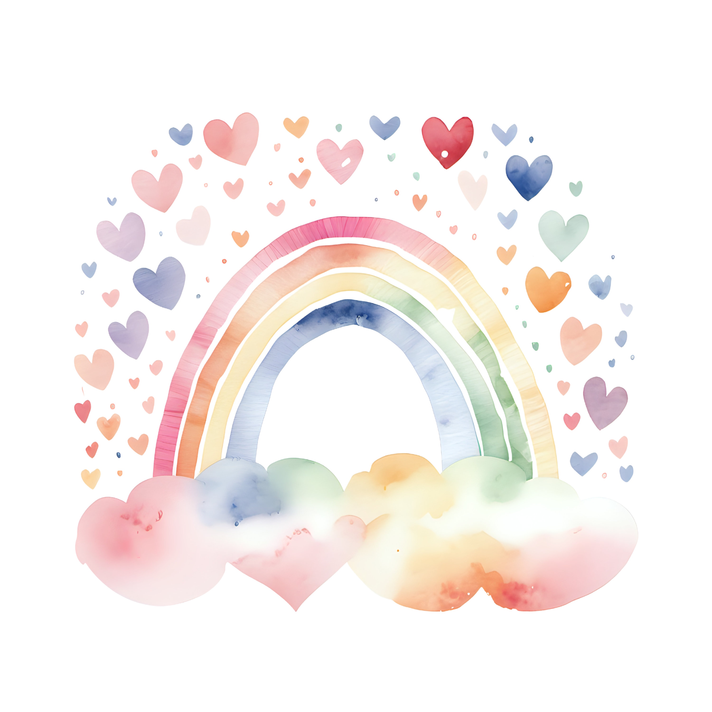 10 Watercolor Boho Rainbows Clipart Pack Rainbow PNG With Hearts ...