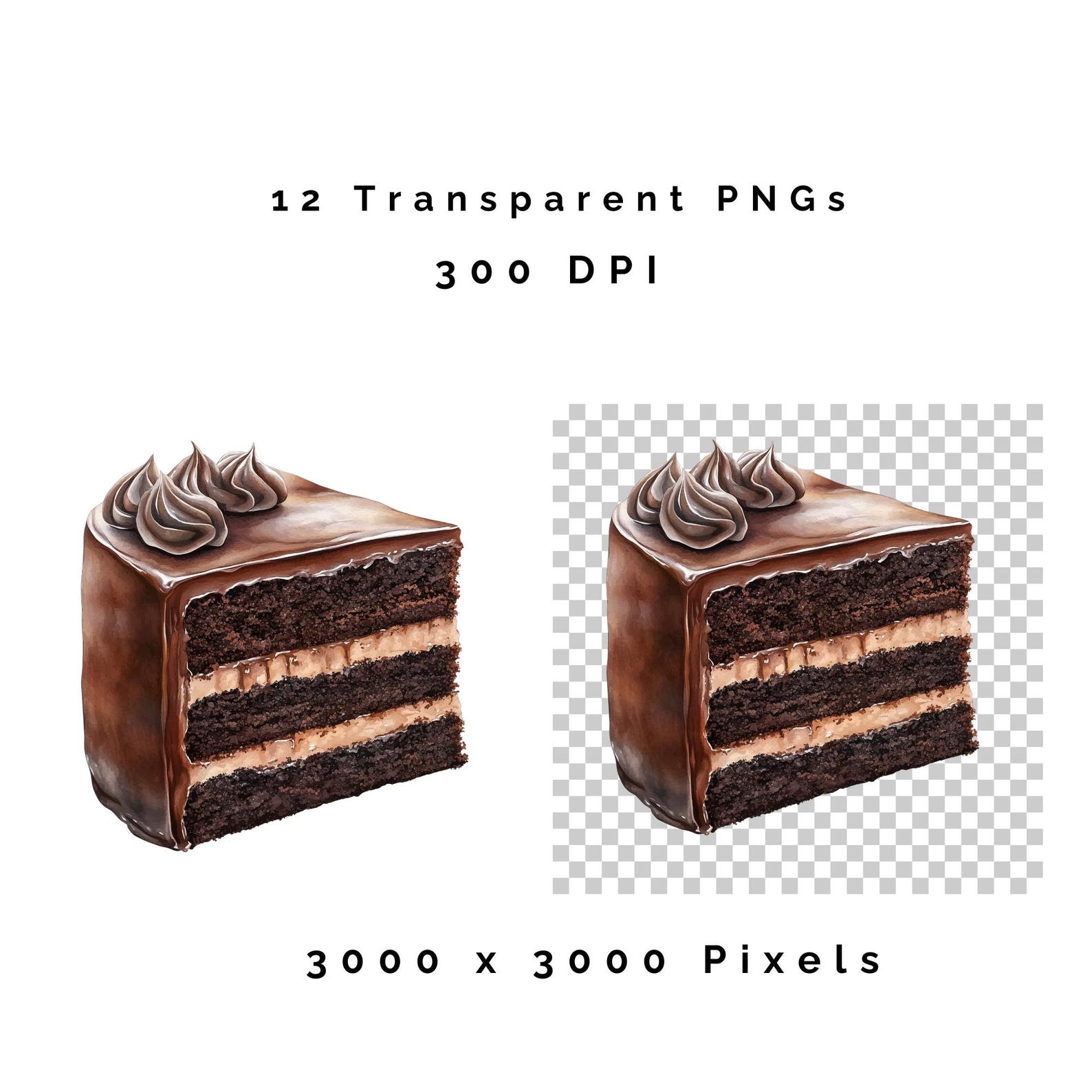 Cake Clipart, Chocolate Cake Clip Art Pack, Commercial Use, Slice of ...