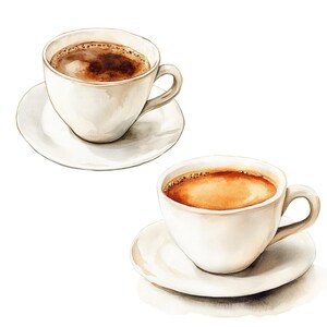 Watercolor Coffee Cup Clipart Bundle: Digital Stickers for Commercial ...