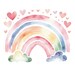 10 Watercolor Boho Rainbows Clipart Pack Rainbow PNG With Hearts ...