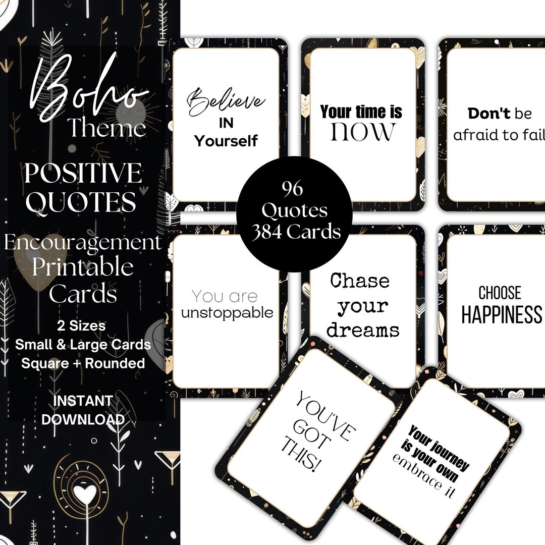 Boho Inspirational Printable Cards: Motivational Notes for Journal ...