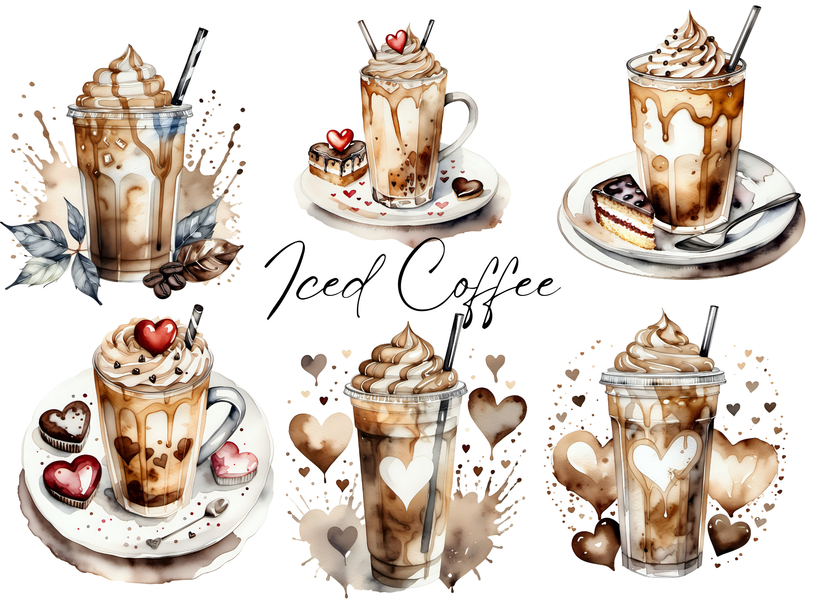PLR Coffee Clipart Watercolor Pack, Master Resell Rights, Coffee Lover ...