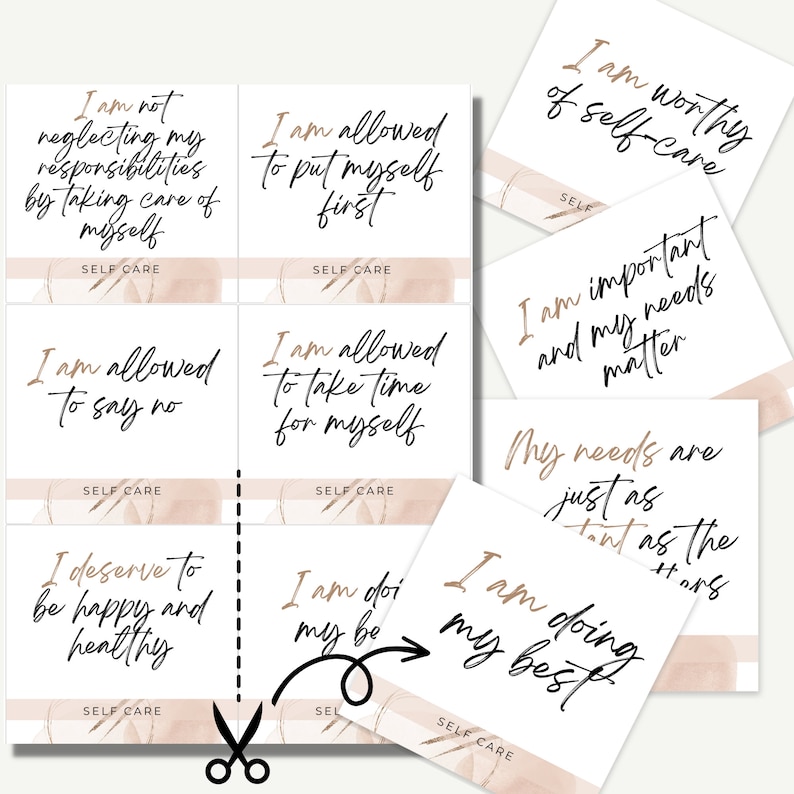 Self Care Affirmation Cards Printable Cards Daily Self Care ...