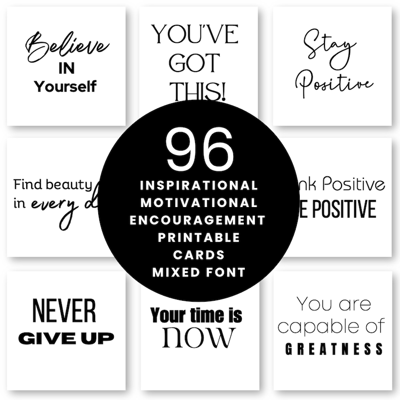 Positive Quotes Printable Note Cards Motivational Quotes Cards for ...