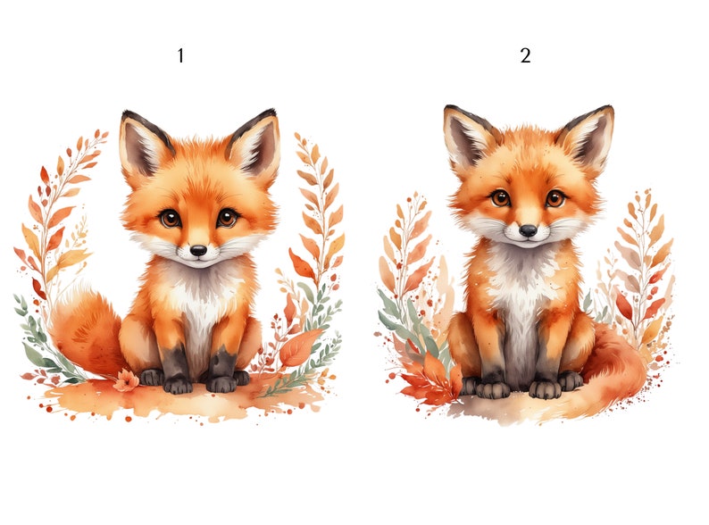 Adorable Baby Fox Clipart Set: Woodland Nursery Graphics, Digital PNG ...