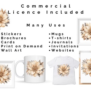 Boho Wildflower Watercolor Clipart Bundle: PNG Files for Paper Crafts ...