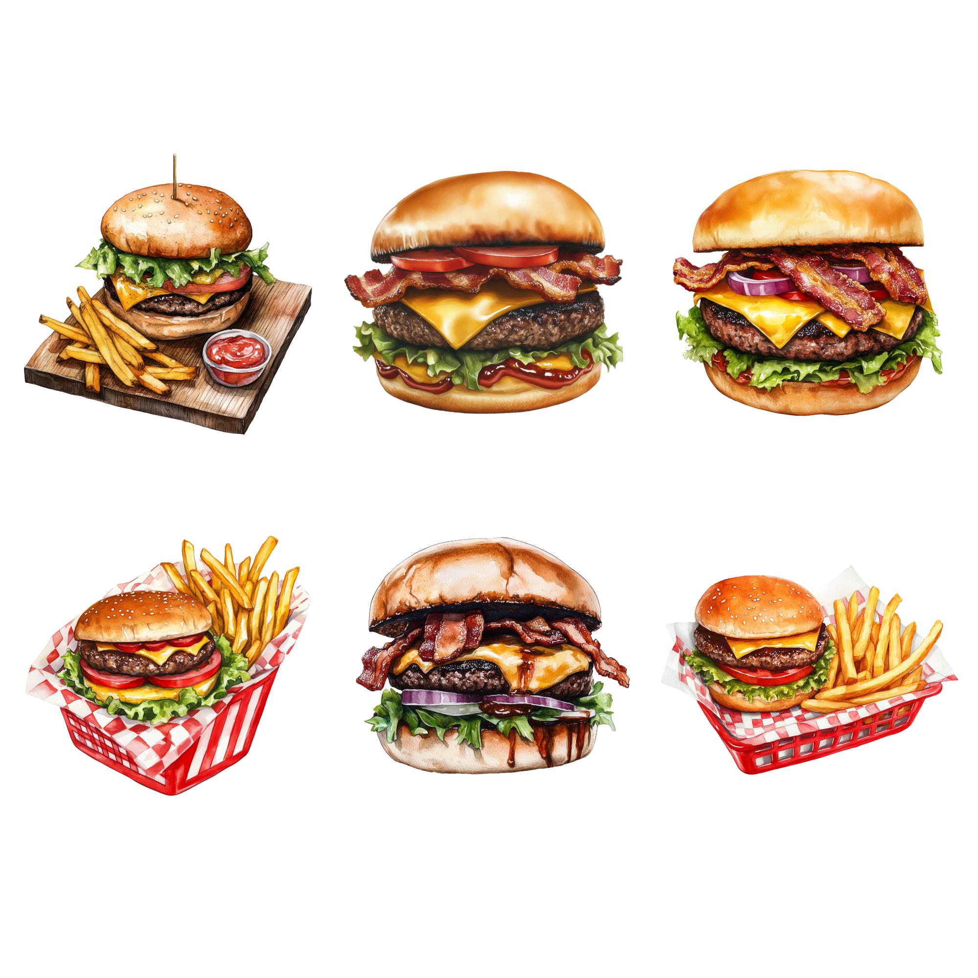 Fast Food Clipart Bundle: 20 Mouthwatering Burger Illustrations for ...