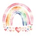 10 Watercolor Boho Rainbows Clipart Pack Rainbow PNG With Hearts ...