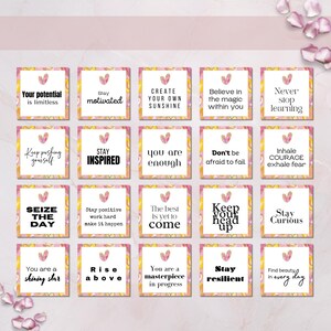 96 Pink Heart Affirmation Cards: Daily Inspiration (PDF) - Etsy