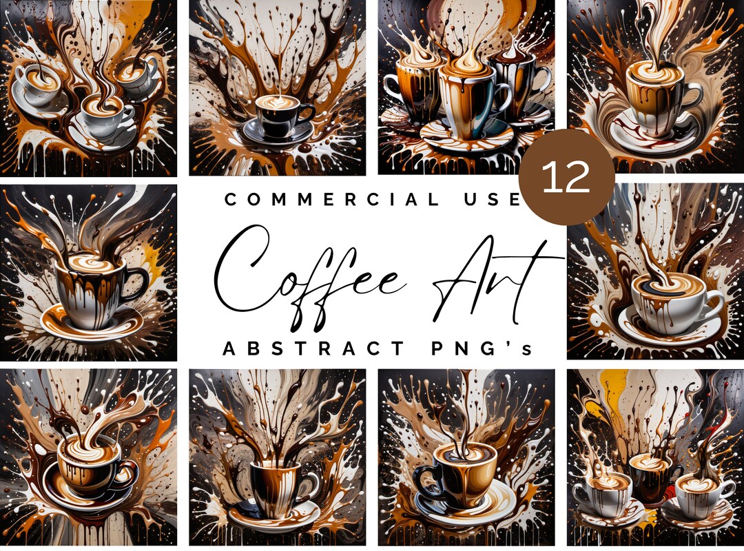 Abstract Coffee Art Clipart Pack Coffee PNG Coffee Wall Art Coffee ...