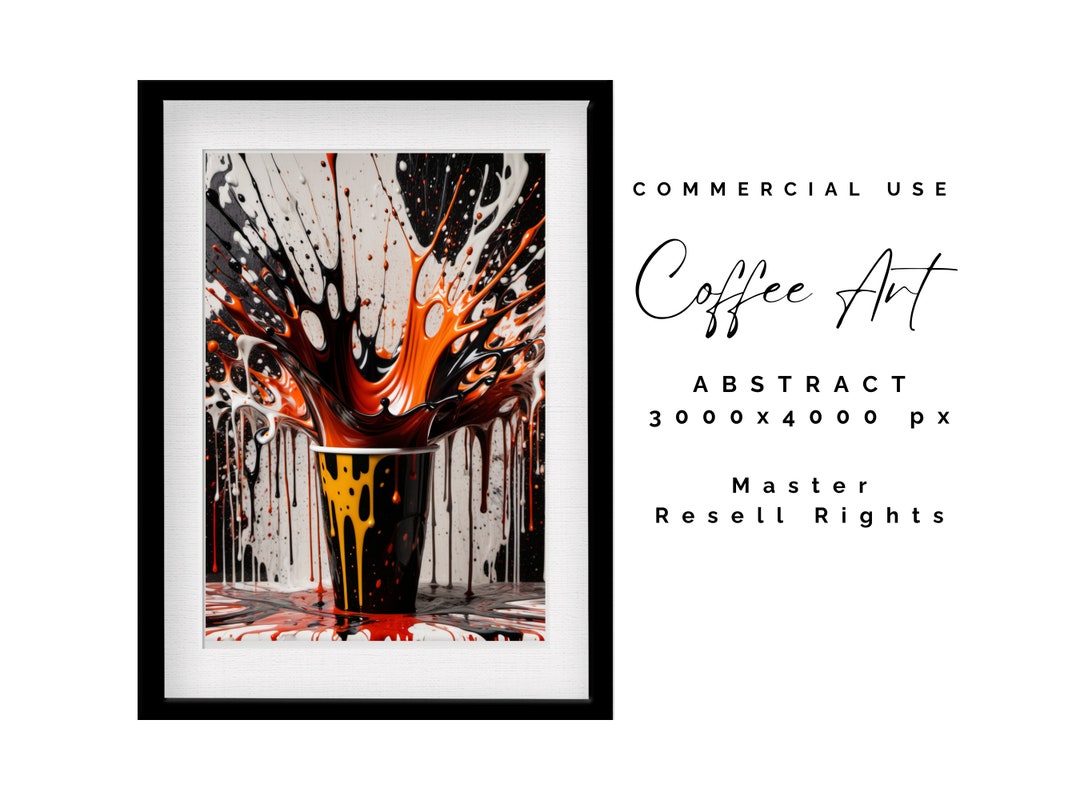 Abstract Coffee Art Print PNG Master RESELL Rights Commercial Use Cafe ...