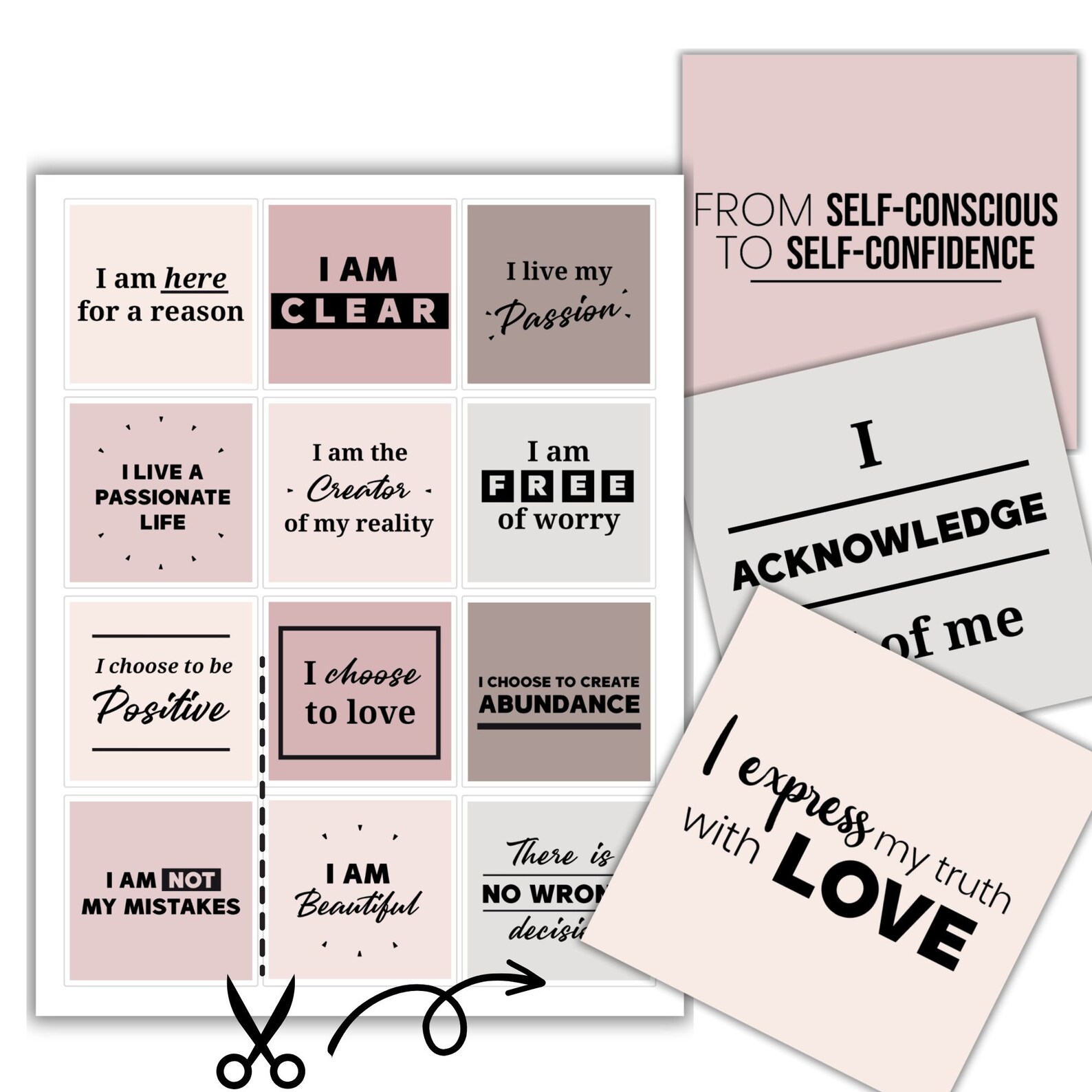 Printable Positive Affirmation Cards: Self-love Encouragement ...