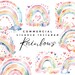 10 Watercolor Boho Rainbows Clipart Pack Rainbow PNG With Hearts ...