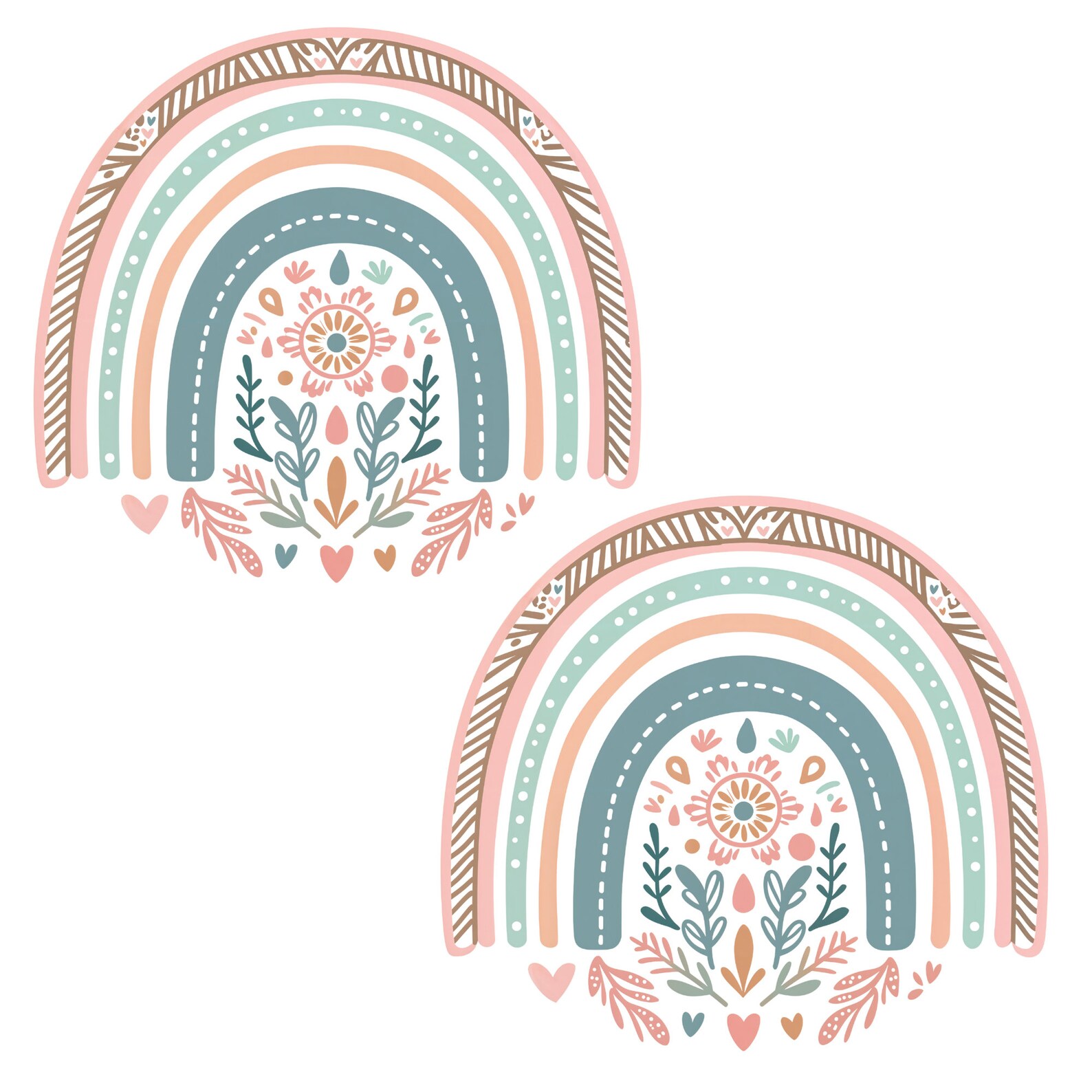 Boho Watercolor Rainbow Clipart Bundle: Cute Kids Nursery Art PNG ...