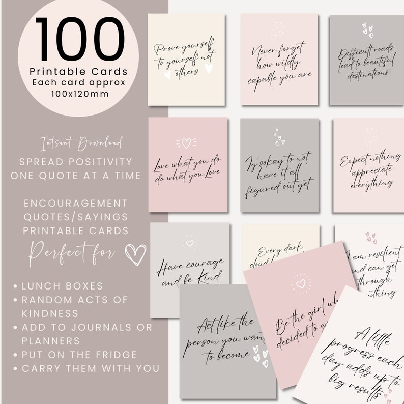 Positive Quotes Printable Cards for Motivational Quotes Cards for ...