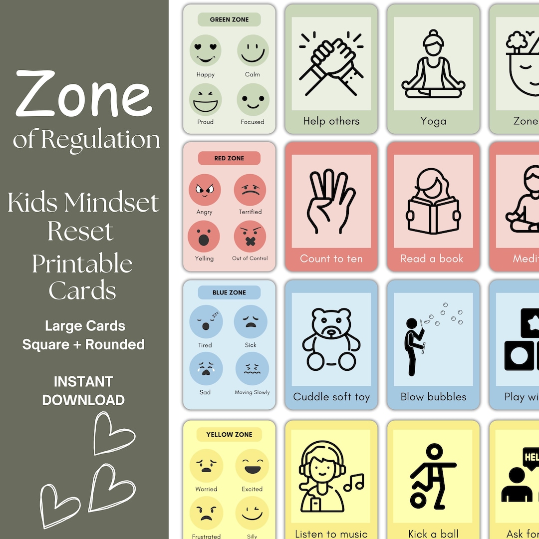 Children's Emotion Regulation Printable Cards: 24 Visual Tools for ...