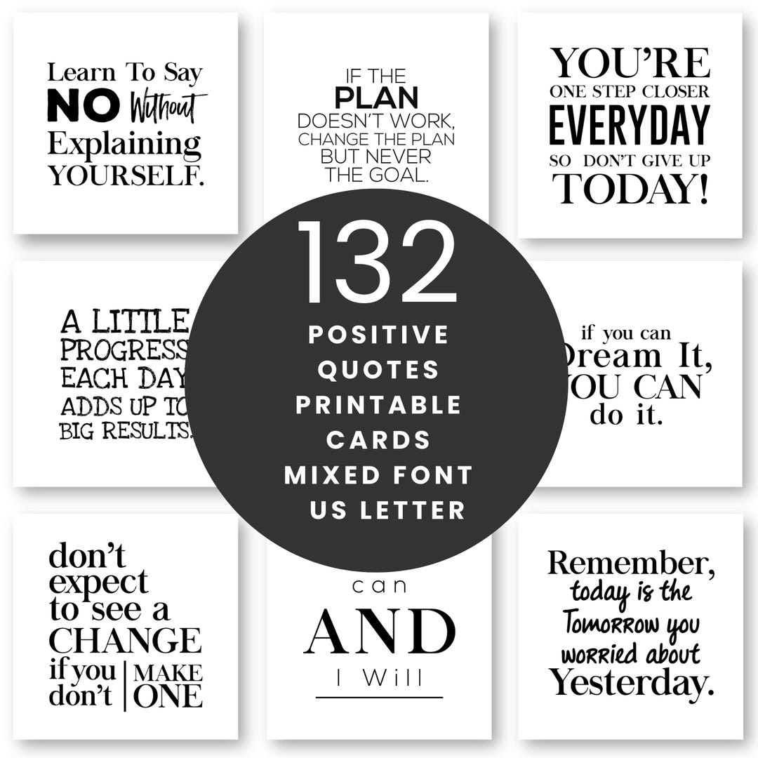 132 Printable Motivational Quote Cards: Inspirational Home Decor ...