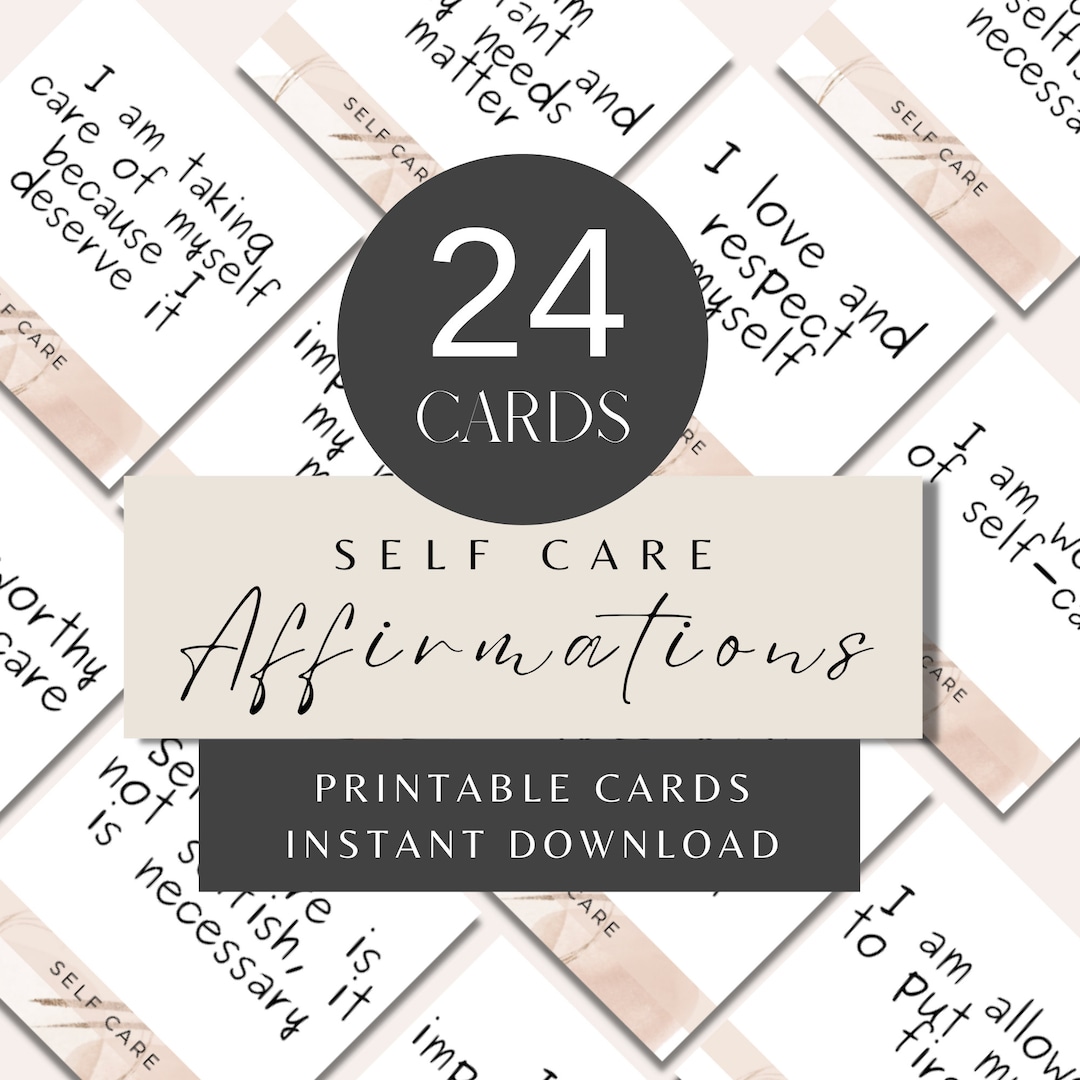 Self Care Affirmation Cards Printable Cards Daily Self - Etsy