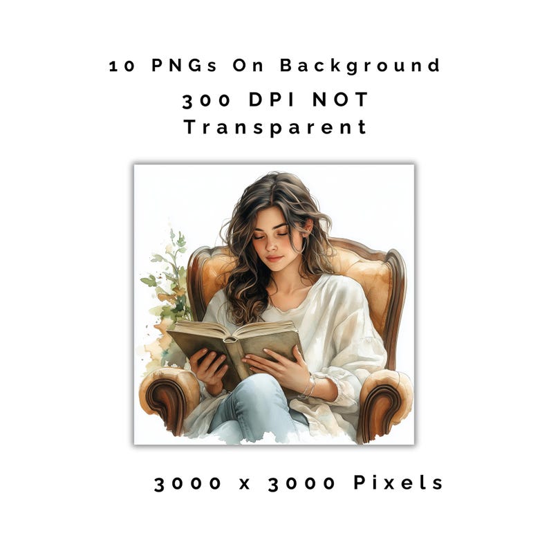 Girl Reading Book Clipart Pack, Cozy Book Lover Illustration Set ...