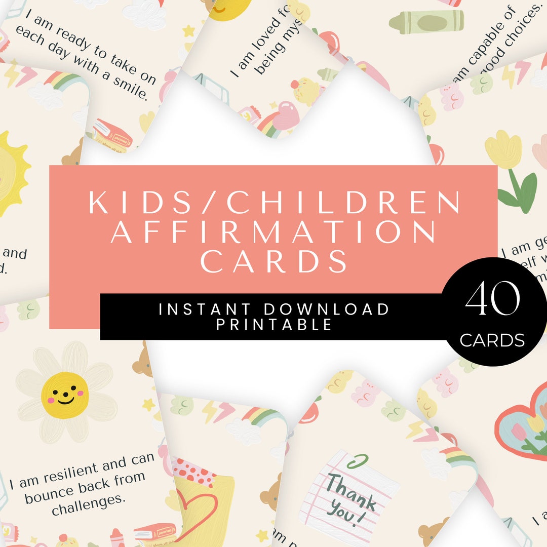 Affirmations Cards for Kids Printable Children's - Etsy