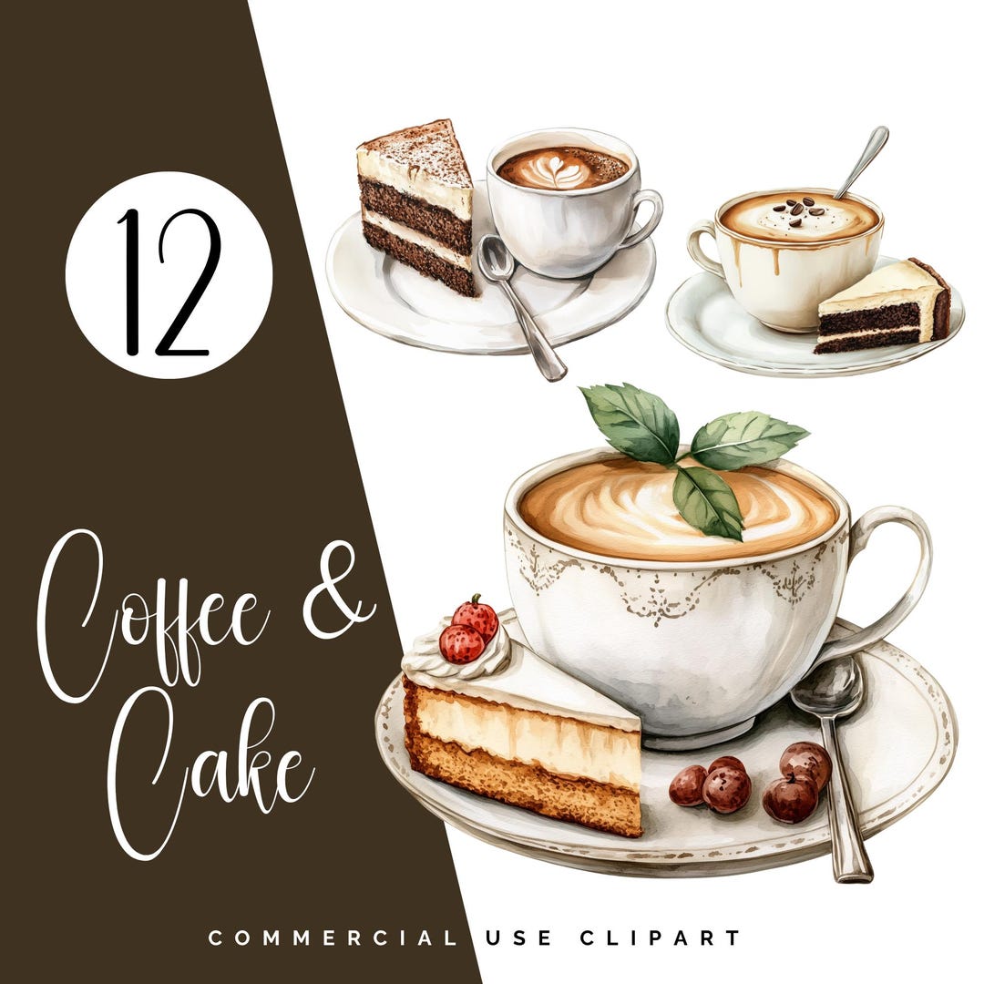 Coffee Cake Clipart, Coffee Clipart, Watercolor Coffee Clip Art Pngs ...