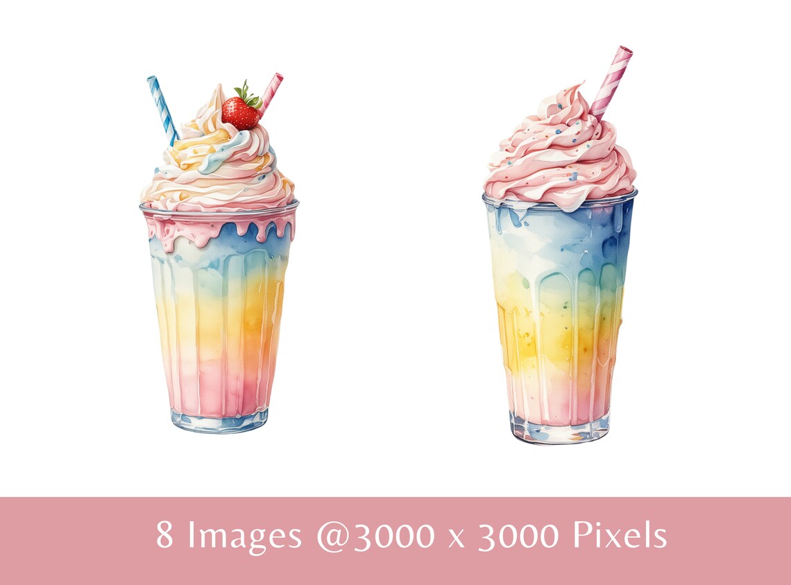 Milkshake Clipart Pack Rainbow Perfect for Kids Party Invitations ...